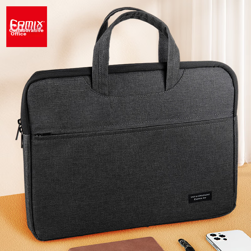 Comix Thick 3D Office Handbag/conference Bag/business Bag/document Bag/business Zipper Bag Laptop Briefcase, Black, Portable, EA5002
