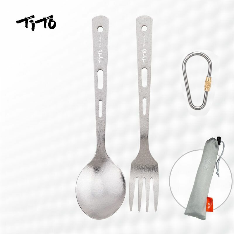 Титановый набор посуды, ложка + вилка + нож, ложка + вилка, TITO TITANIUM
