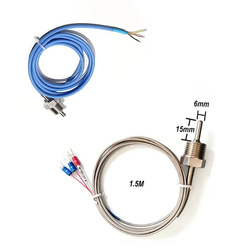 Датчик температуры PT100 G1/2 для водопровода DN8/DN10/DN15/DN20/DN25 DN15 Silicone 1.5M