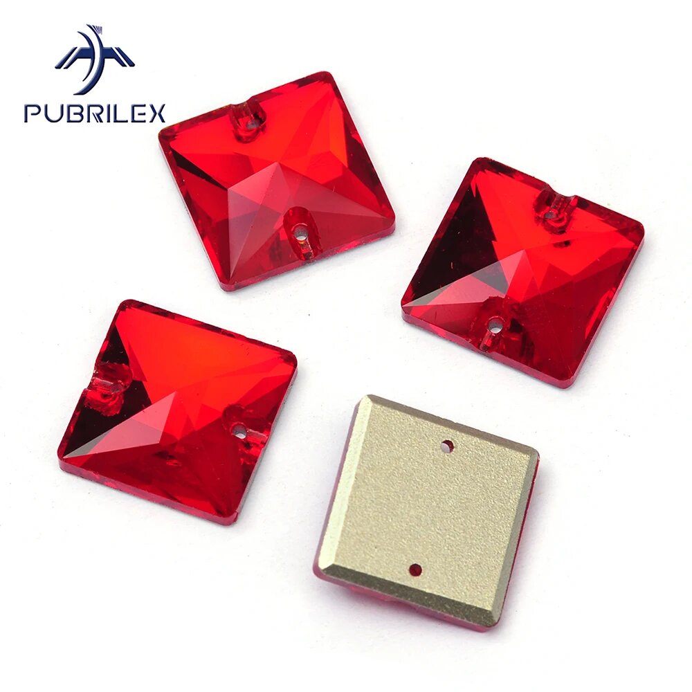 Квадратные стразы PUBRILEX, Красный, Light Siam
