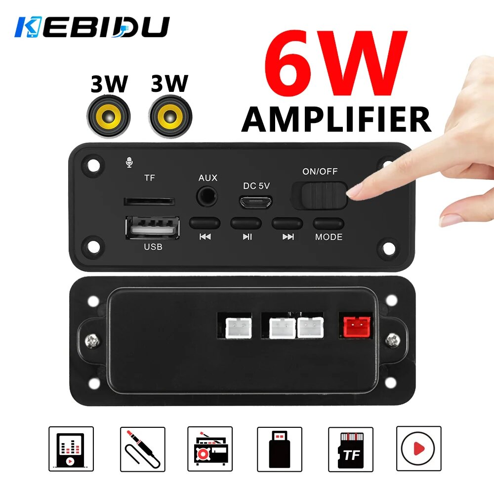 KEBIDU Bluetooth MP3 WMA Декодер с усилителем 6W Small — фото 1