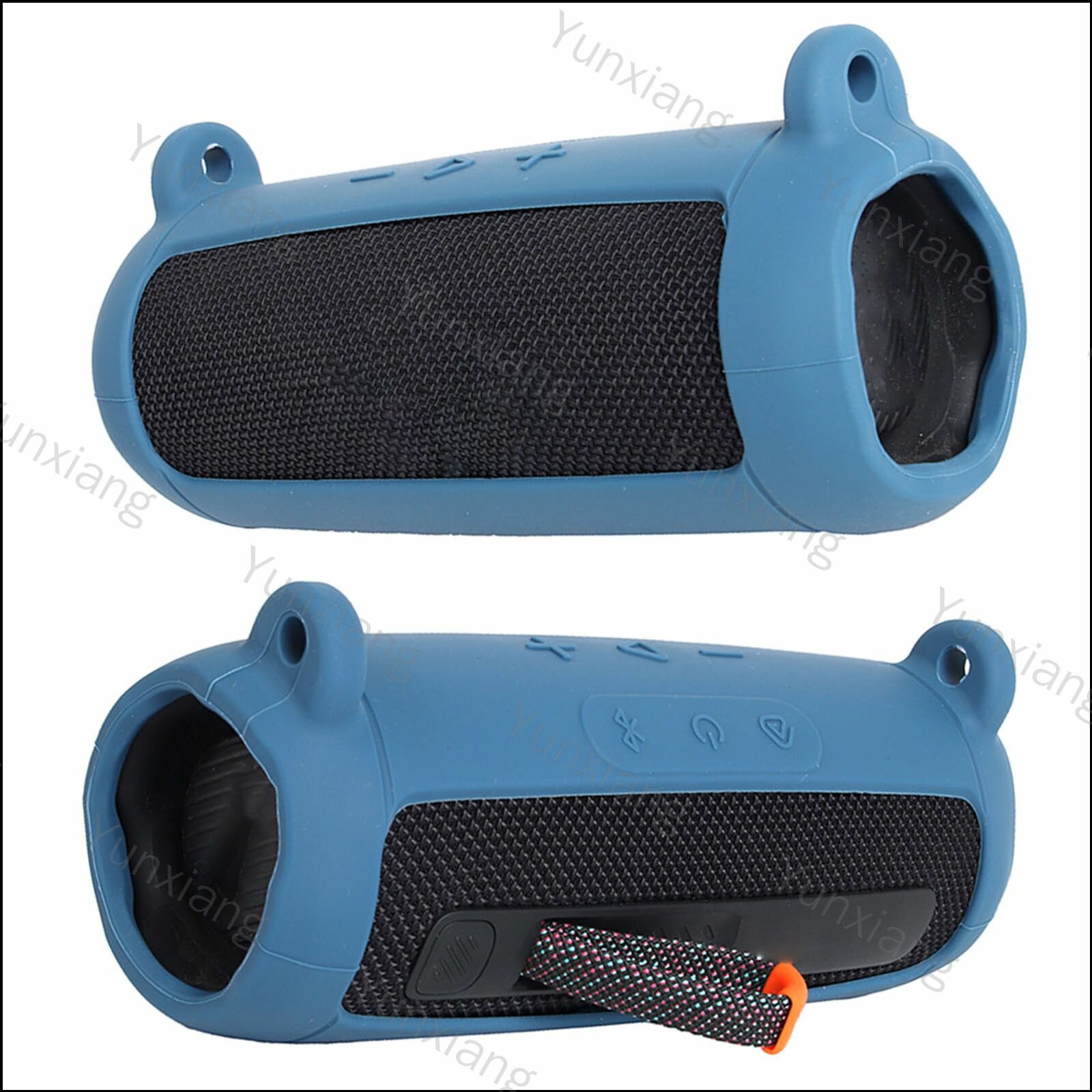 Силиконовый чехол для Bluetooth-колонки JBL Flip 7, синий, с регулируемым ремешком