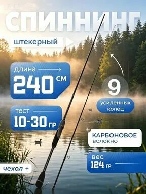 Спиннинг, рабочая длина: 240 см , до 30 гр