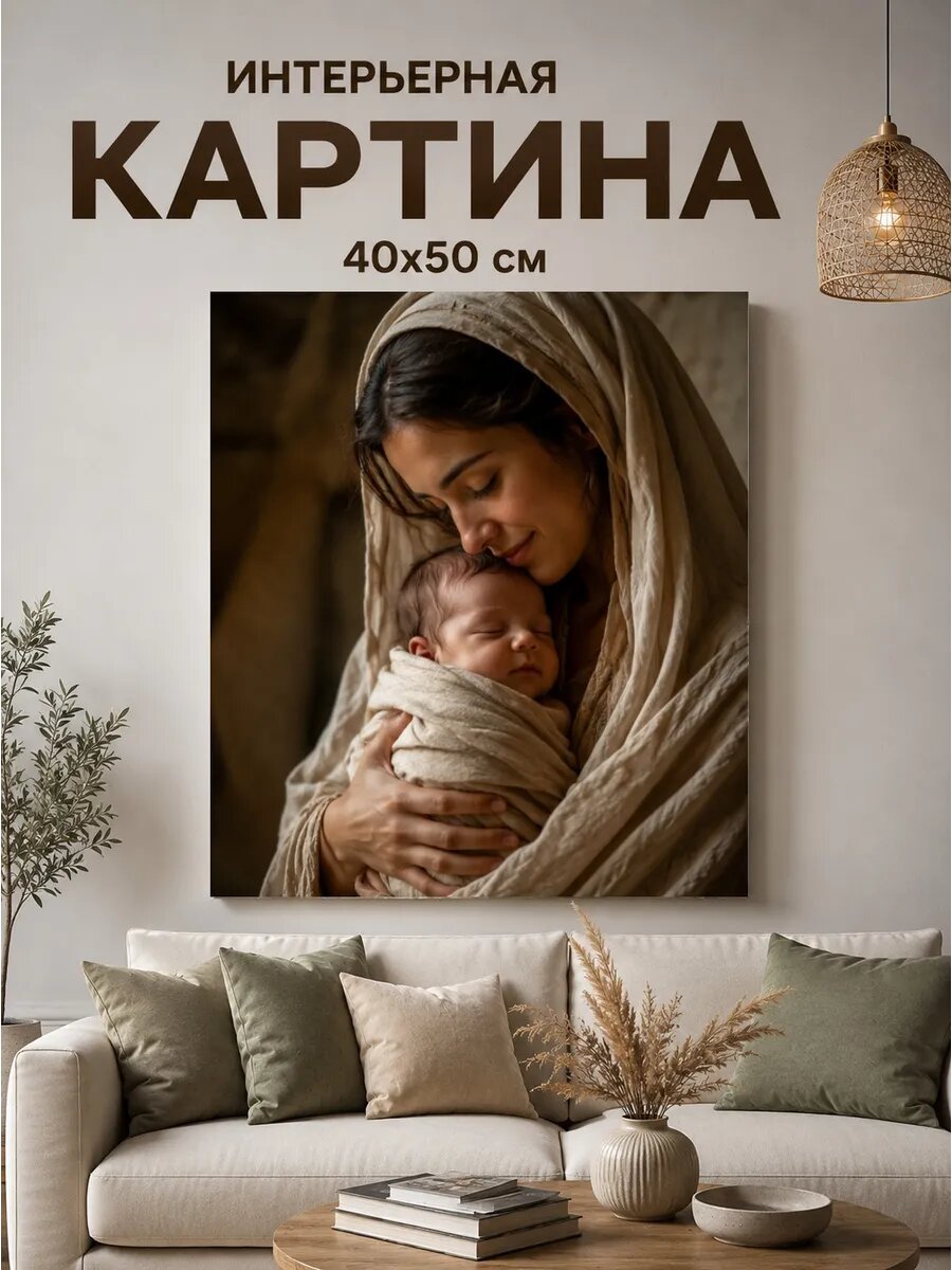 Картина на холсте интерьерная 40x50 Нежность материнства
