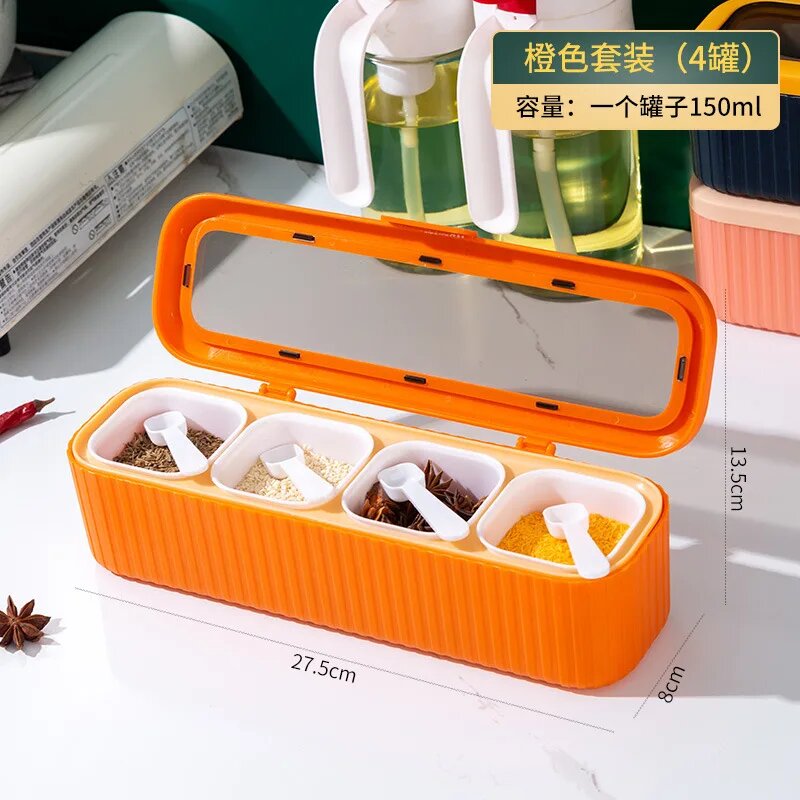 Кухонный набор коробок для специй 4 шт. Оранжевый, Bright Orange