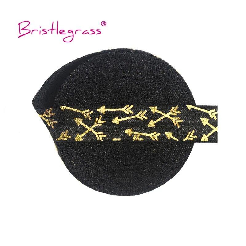 BRISTLEGRASS Эластичная лента для шитья с принтом в горошек 15 Черный, Gold Arrow A-Black, 2 Yards