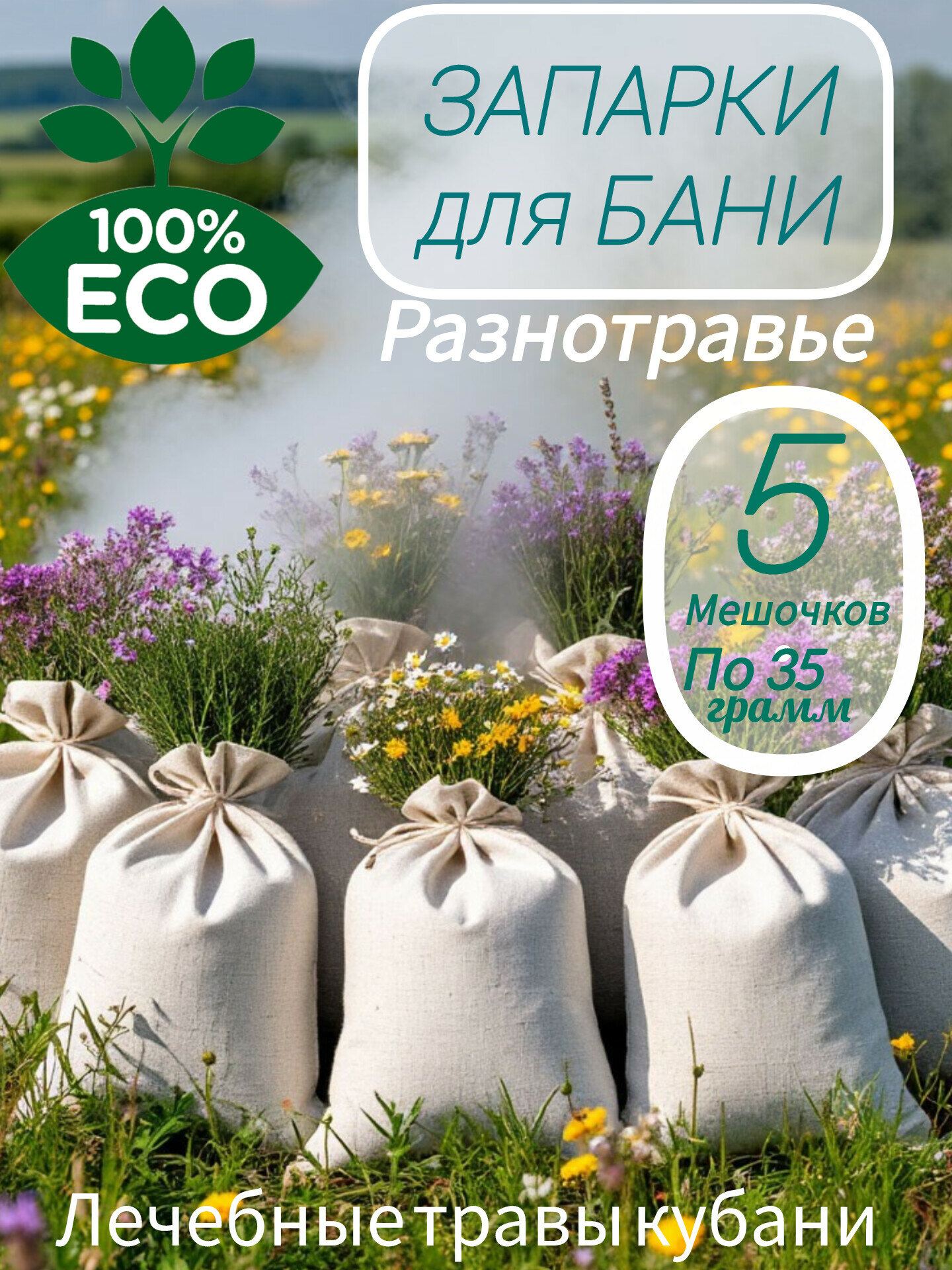 Запарка для бани "Лечебные травы", 5 мешочков, для бани и сауны