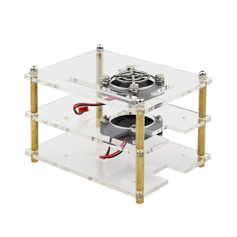 Акриловый чехол для Raspberry Pi 4B/3B+/3B с вентиляторами
