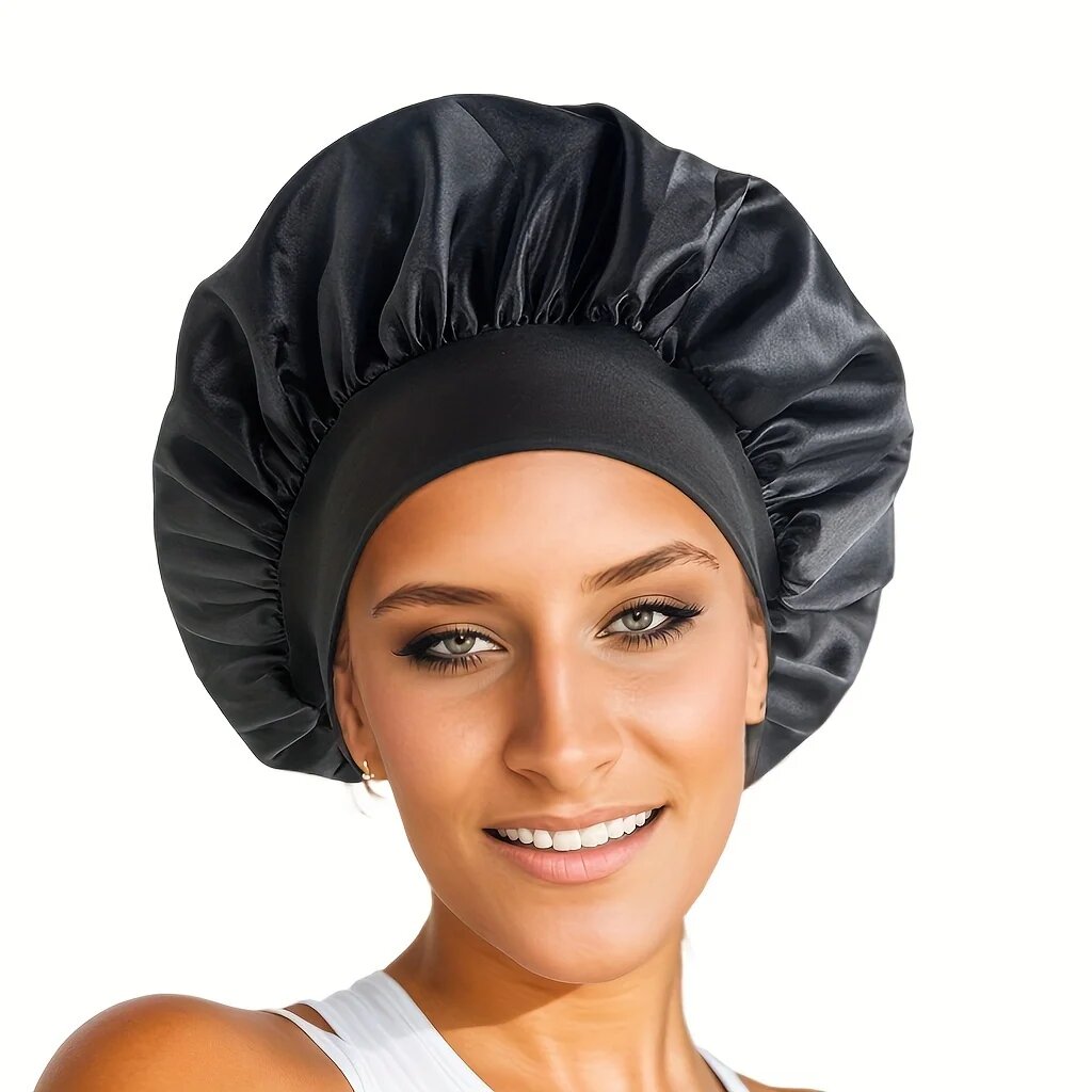 Атласная ночная шапочка Черный, black