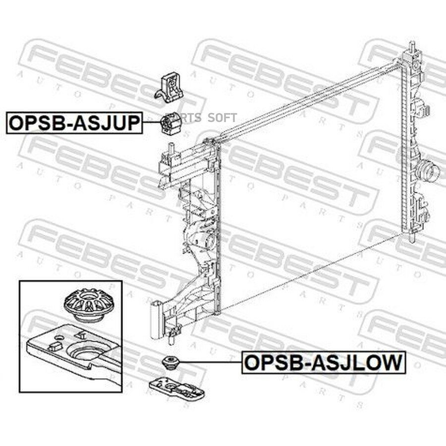 OPSB-ASJLOW FEBEST втулка крепления радиатора FEBEST OPSBASJLOW | цена за 1 шт