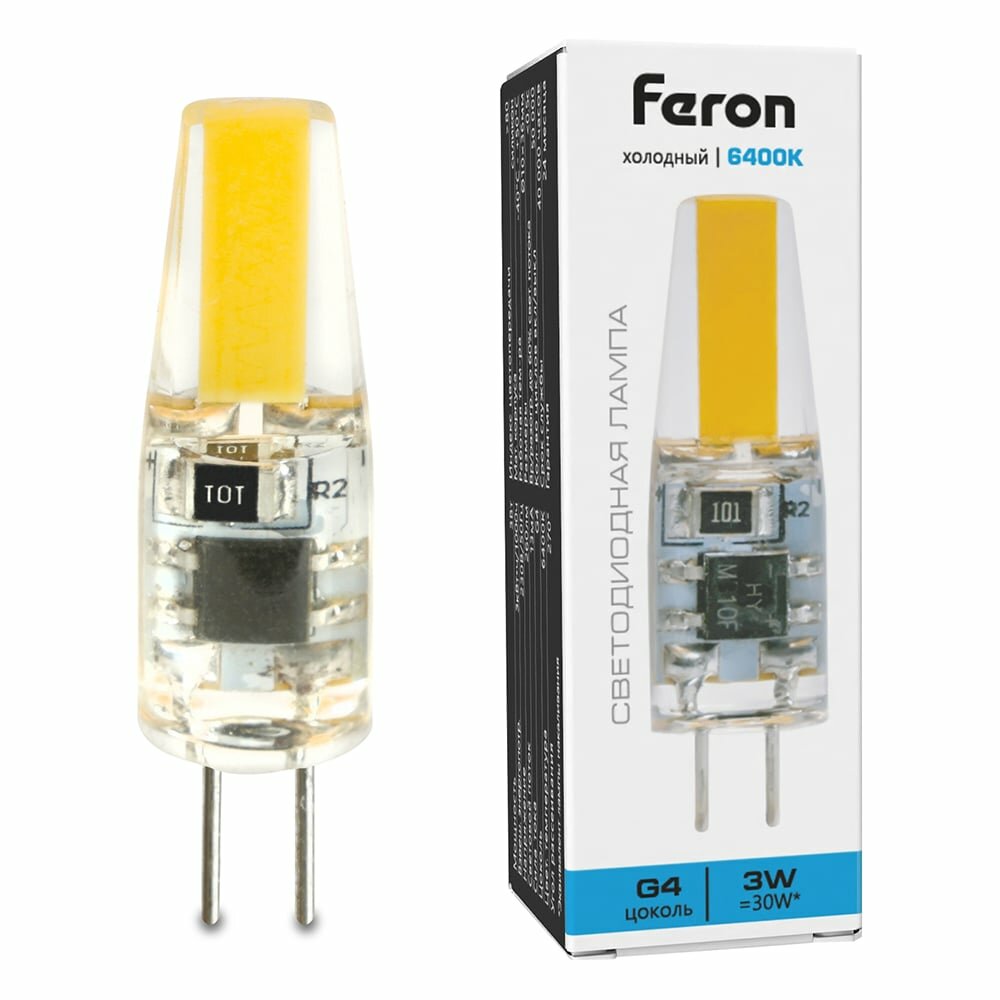 Лампа светодиодная FERON LB-423 G4 3W 230V 6400K, 51169
