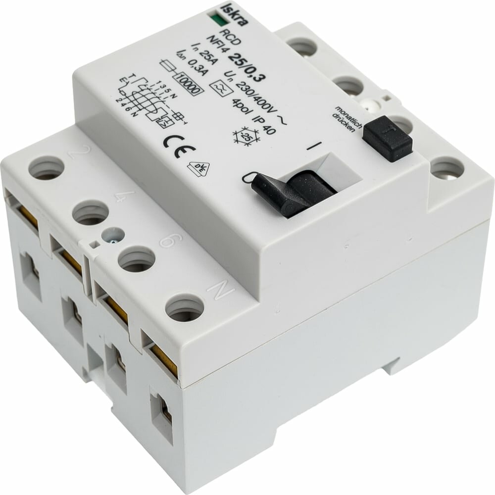 Устройство защитного отключения УЗО Mean Well Iskra NFI4-250,03 00237491 — фото 1