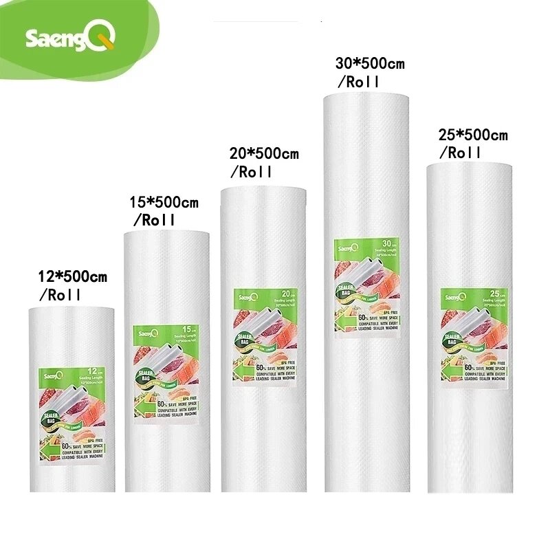 Вакуумные пакеты SaengQ, 5 рулонов, разные размеры