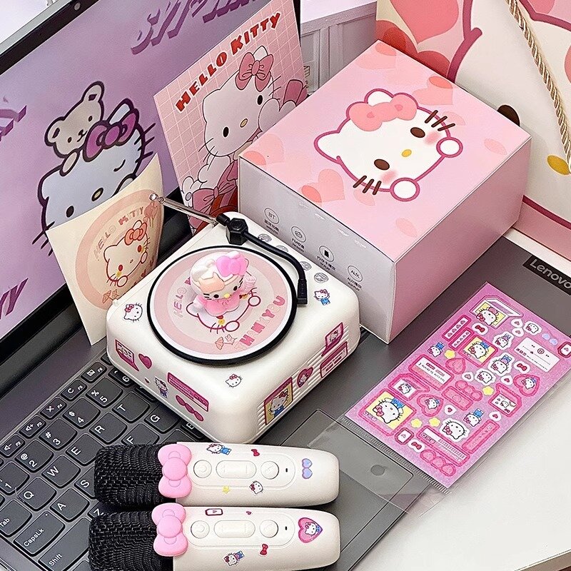Hello Kitty Bluetooth Karaoke Speaker с 2 микрофонами Мини-размер Милая декоративная модель H3 для домашних развлечений
