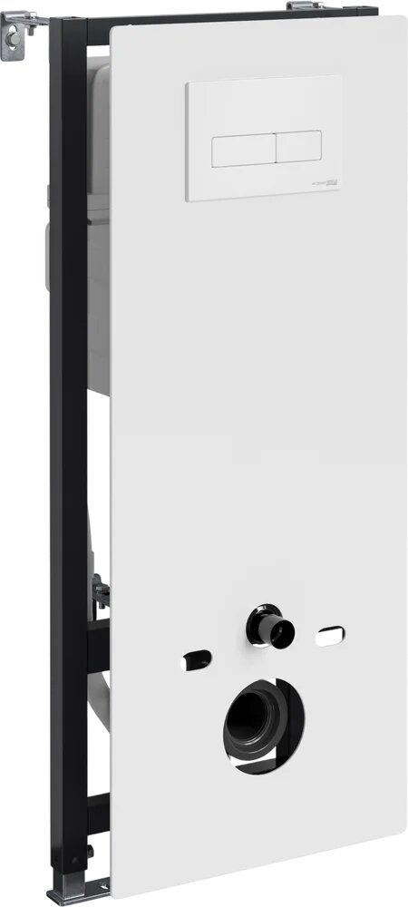 Инсталляция с кнопкой Wasserkraft Abens 20TLT.010. ME. WH. WM03 50 см, крепление к стене/к полу, кнопка для унитаза белая, матовая, с шумоизоляцией