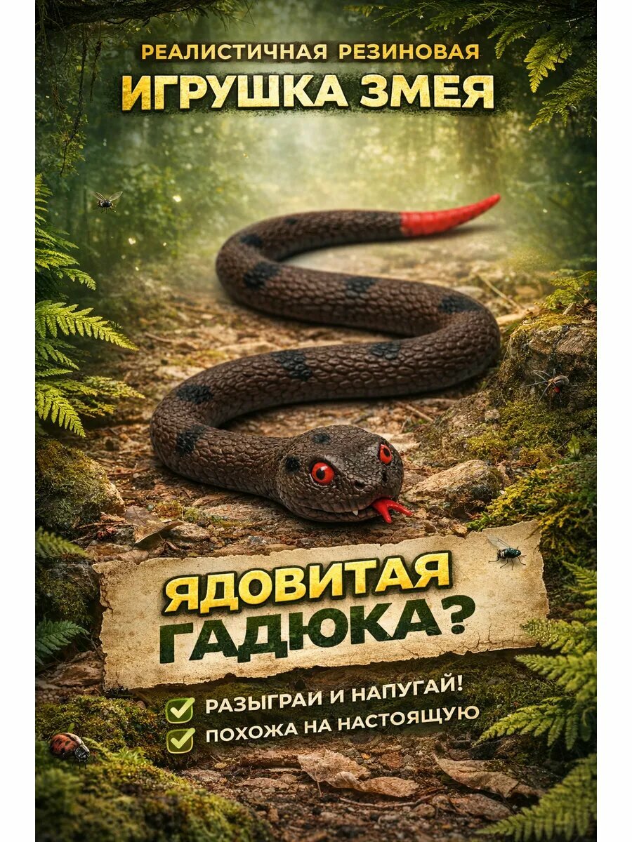 Резиновая змея гадюка реалистичная фигурка животные, детская игрушка