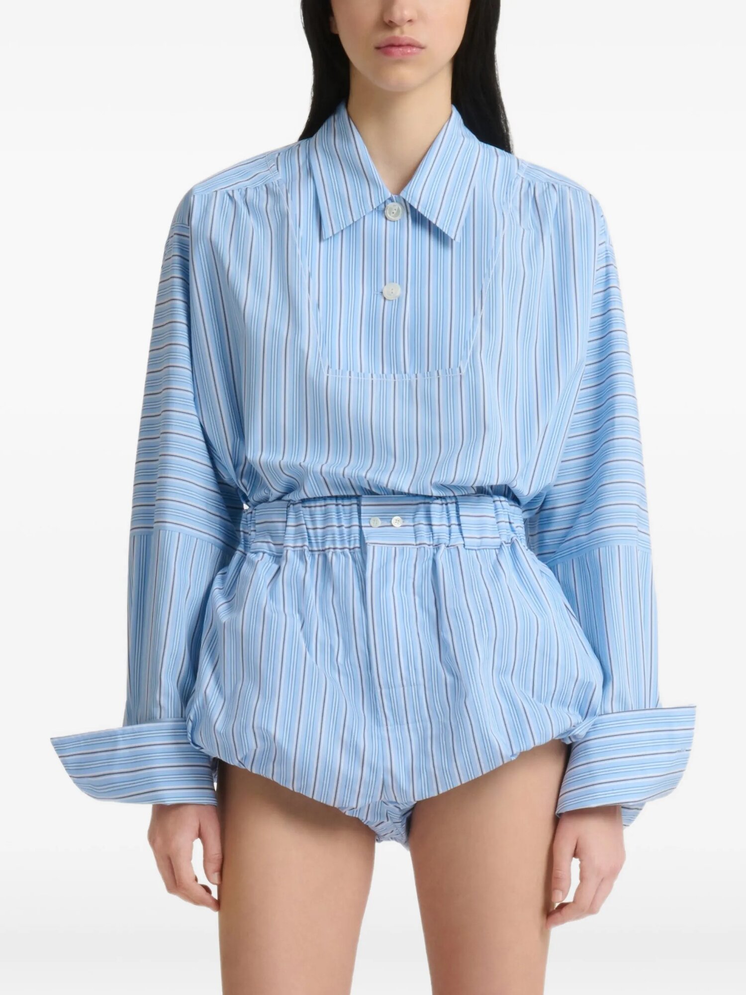 Шорты Marni Light blue striped poplin bloomers, размер 44 — фото 1