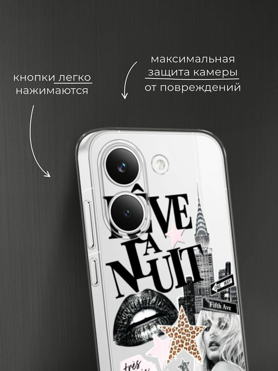 Чехол на Poco X8 Pro / Поко X8 Про с принтом Гламурный фон, прозрачный — фото 1
