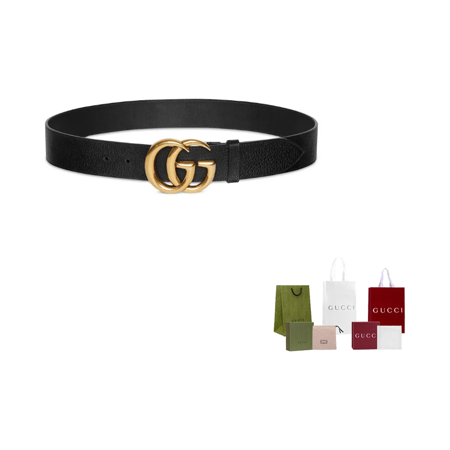 GUCCI GG Marmont Телячья кожа Ремни Мужской Черный Ширина корпуса 4CM 85