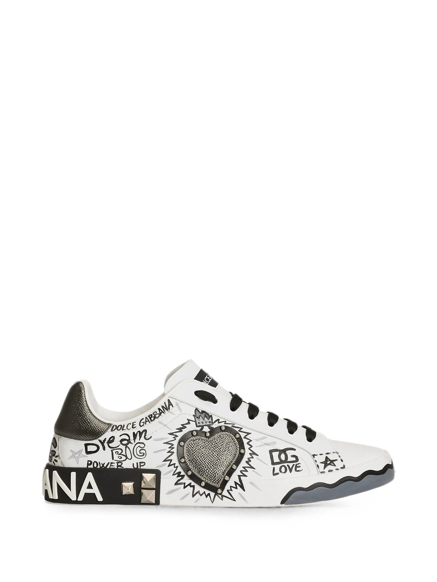 Кроссовки Portofino embellished heart-patch low-top sneakers