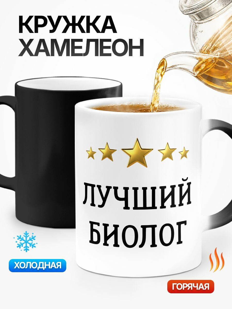 Кружка хамелеон в подарок Лучший биолог
