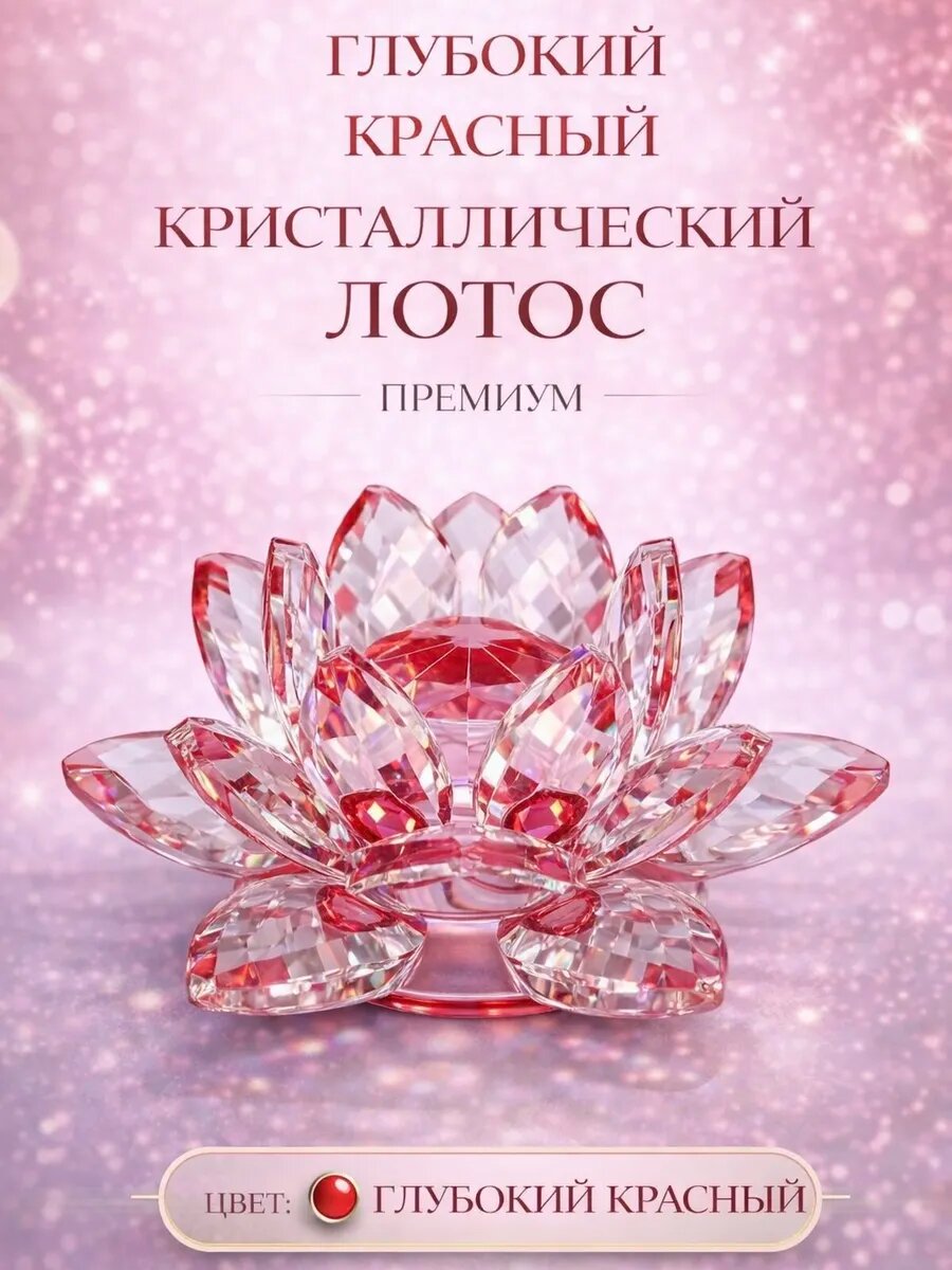 Лотос кристаллический глубокий красный 4.8×8.5 см премиум, для дома