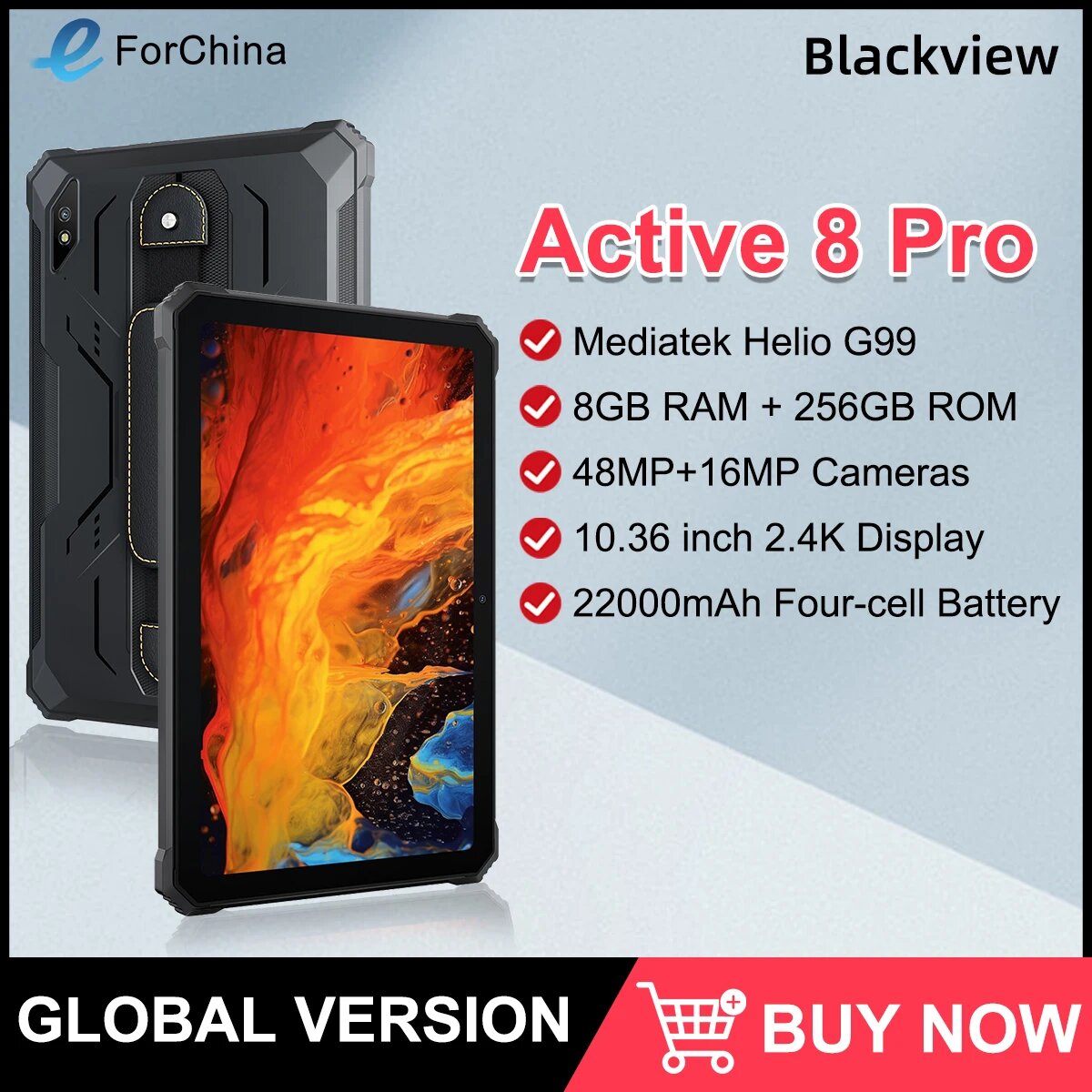 Планшет Blackview Active 8 Pro, 10.36", 8/256ГБ, Wi-Fi, Android