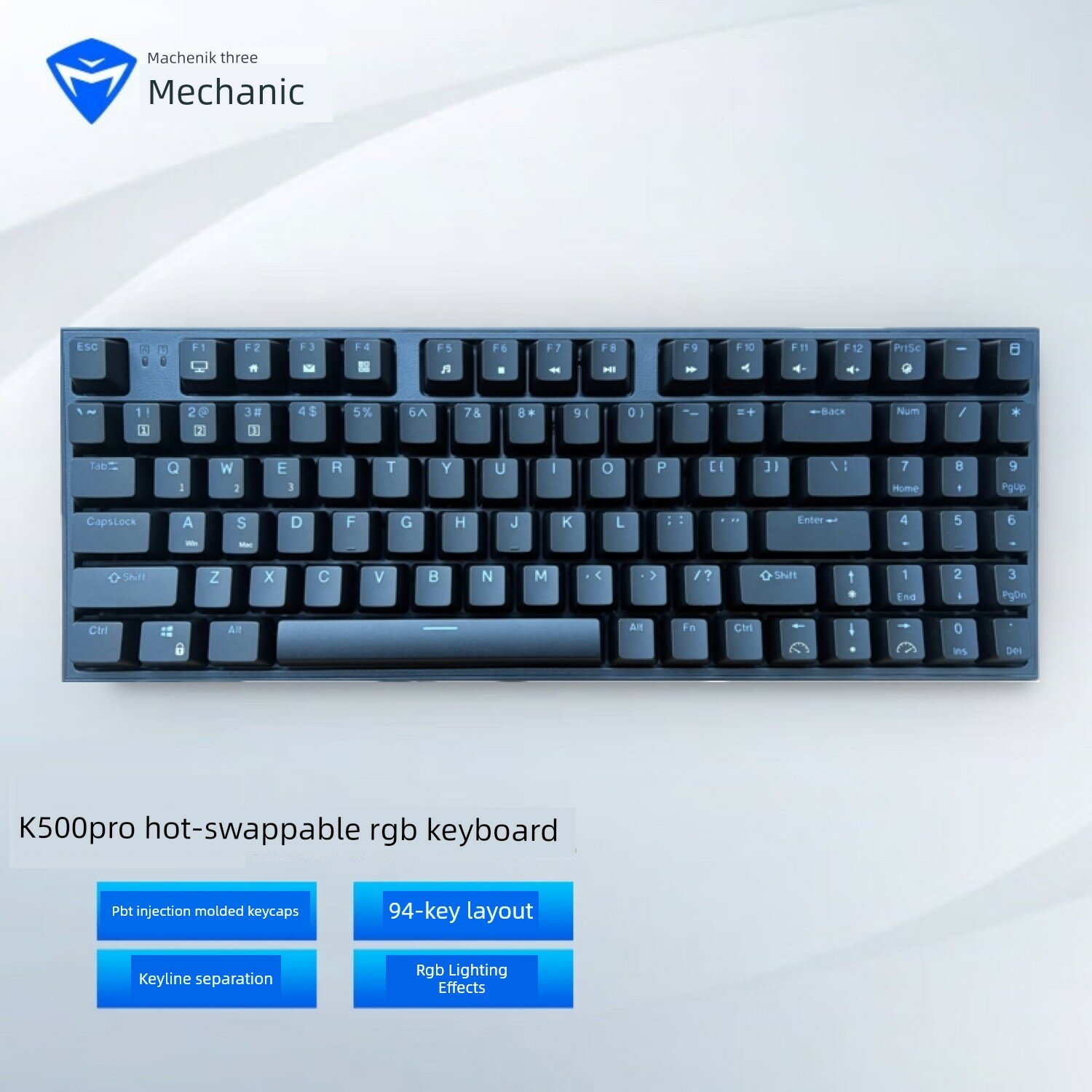 Механическая клавиатура K500 Pro с переключателем Tea, беспроводная, трирежимная, черный