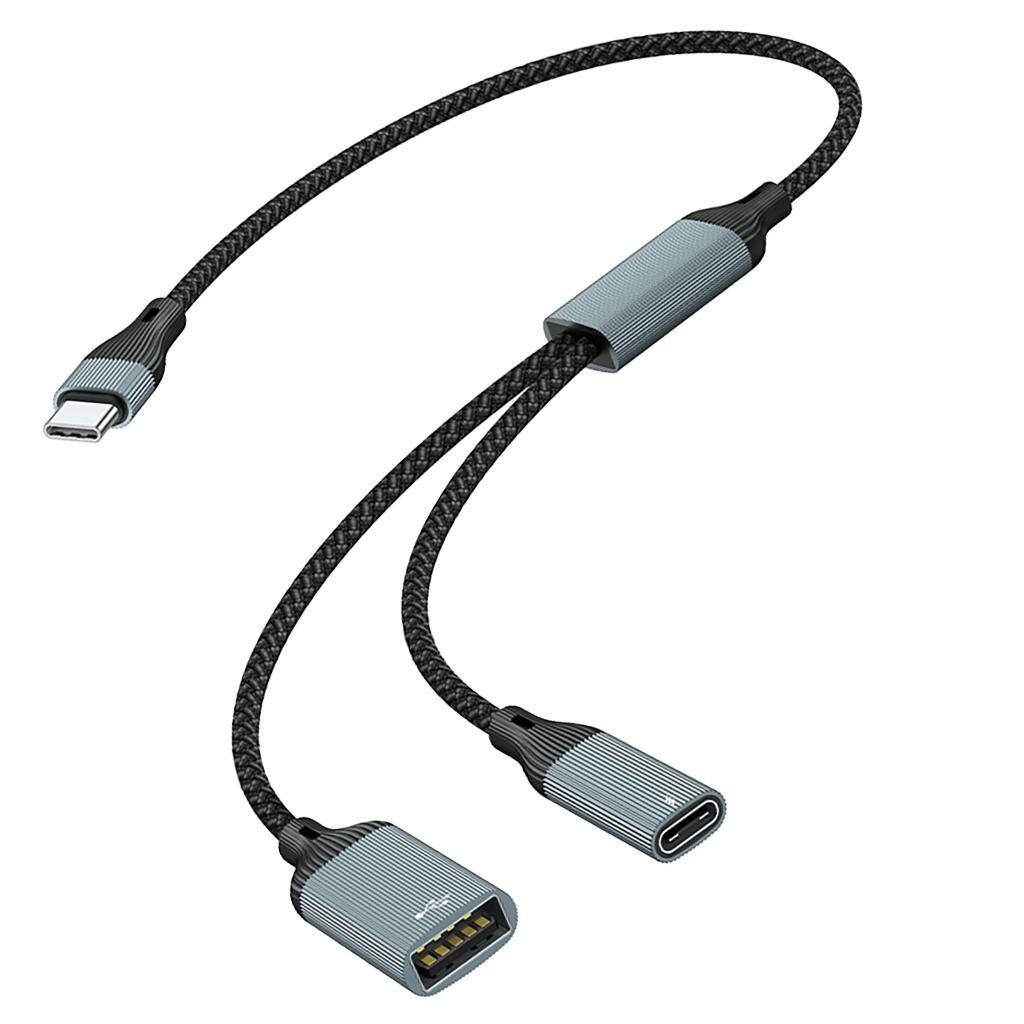 Разветвитель USB-C 2 в 1 с быстрой зарядкой и передачей данных, 1 Тип C 1 USB