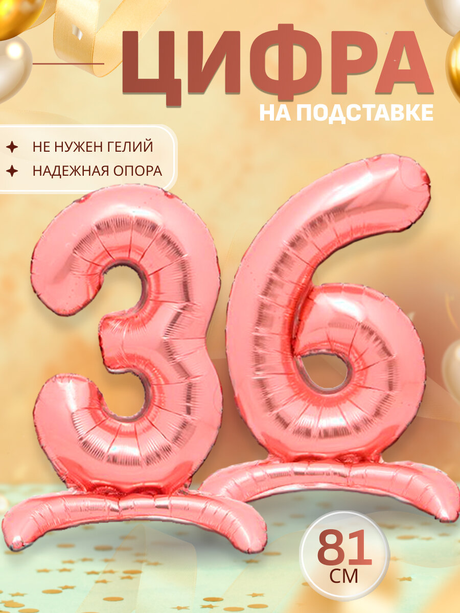 Шары воздушные цифра фольгированная на подставке 36