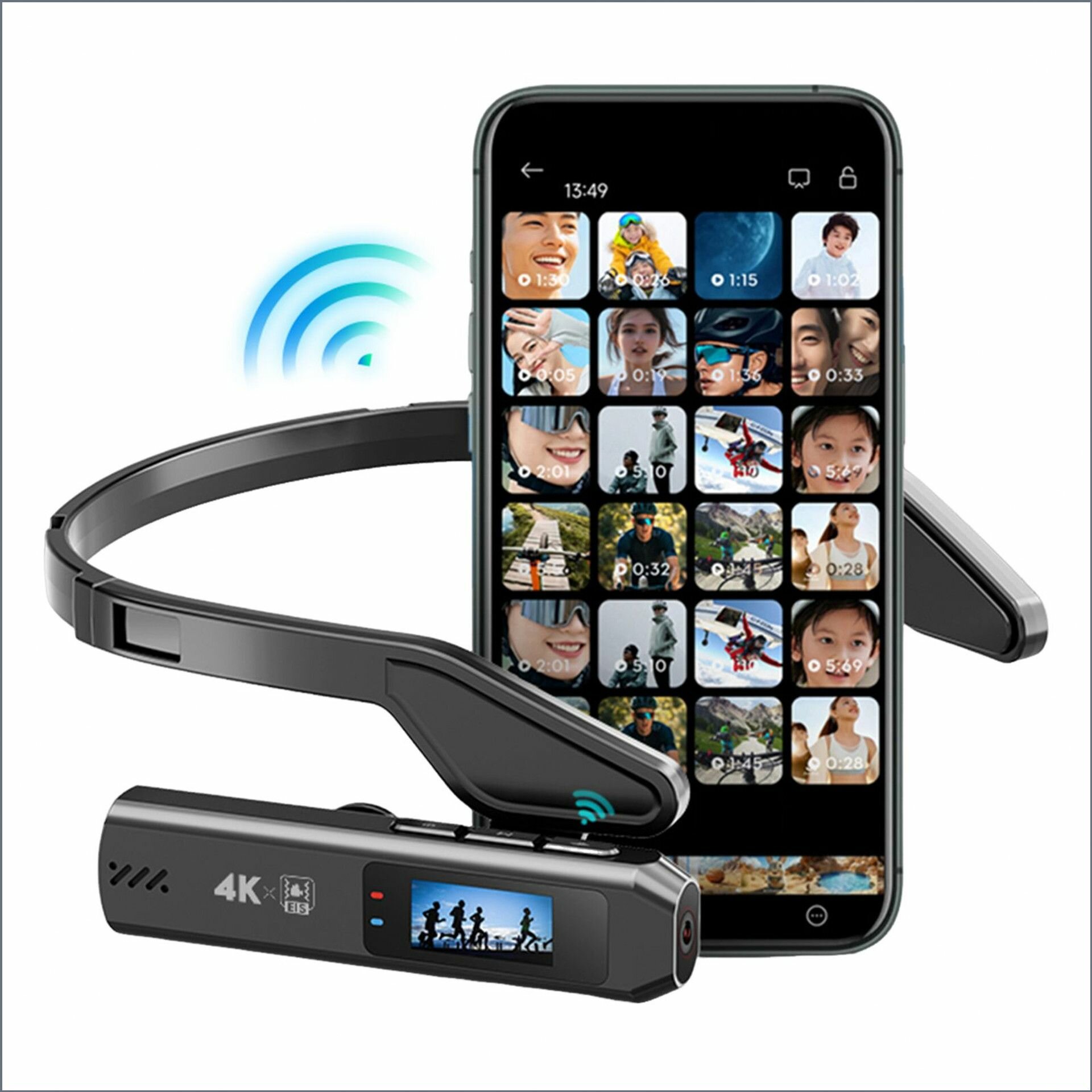 Видеокамера S111PRO для головы, 4K, шестиядерная стабилизация, IPS-дисплей 0,96 дюйма