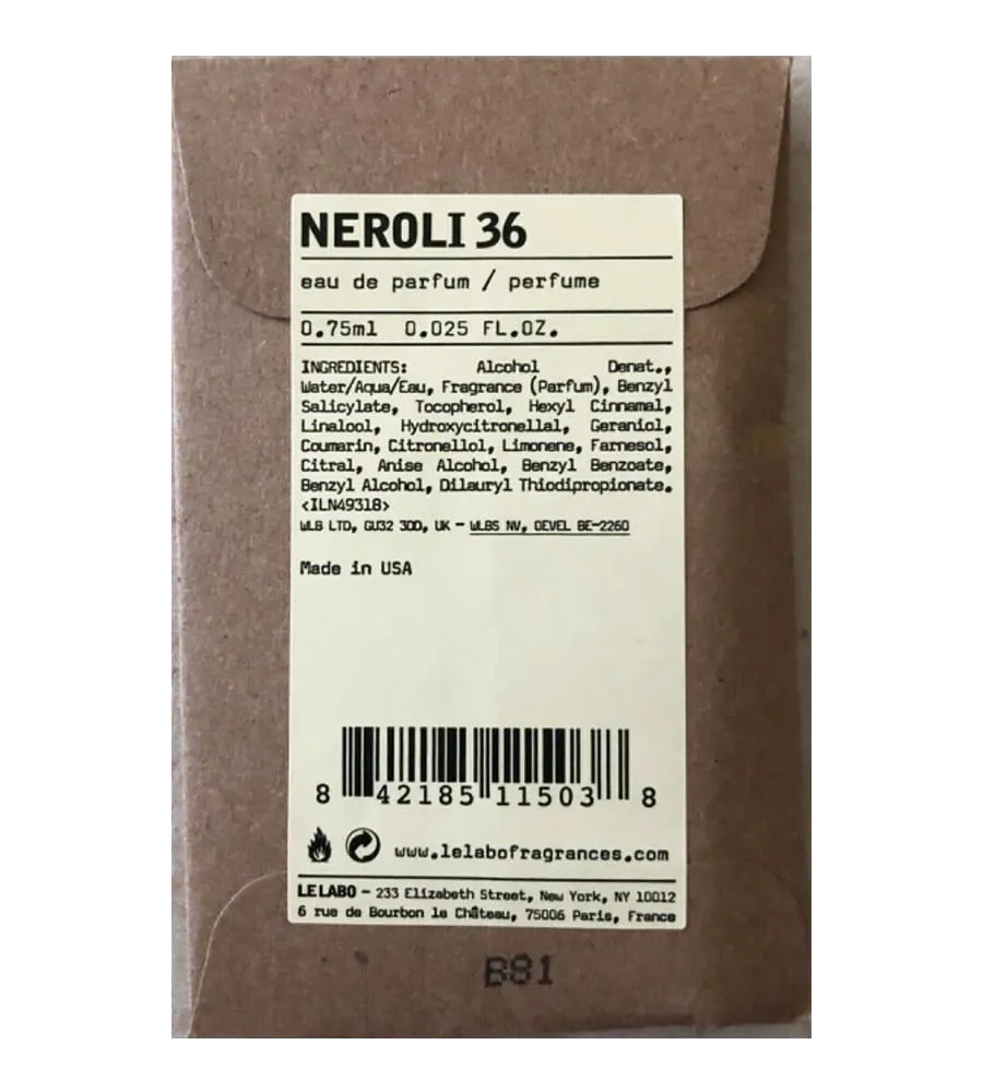 Ле Лабо Нероли 36 пробник парфюма 0.75 мл для мужчин и женщин / Neroli 36 сэмпл