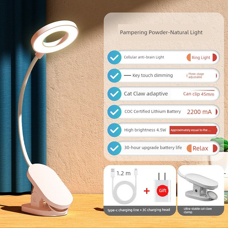 Philips настольный светильник высокой спецификации с 2200 мАч аккумулятором, когтевым зажимом, двухрежимной работой и