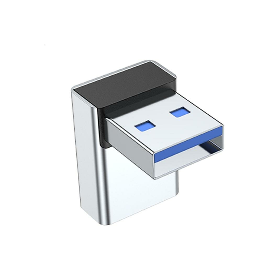 Разъём USB 3.0 A (папа-мама) 90°, Серебро - up