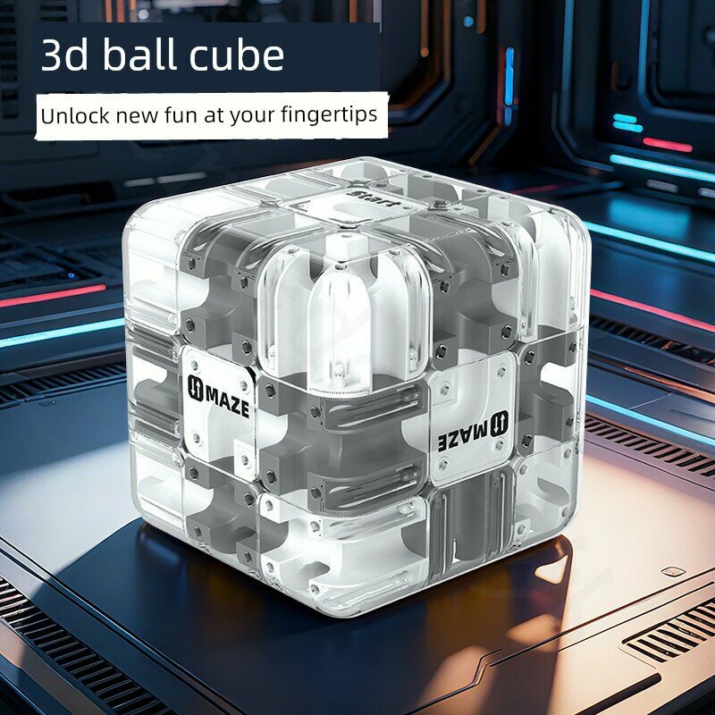 3D роликовая лабиринтная головоломка куб 3x3, серо-белый цвет для развития когнитивных навыков и снятия стресса
