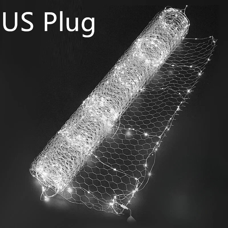 Сетчатая гирлянда LED 10x1M, белый свет, US plug