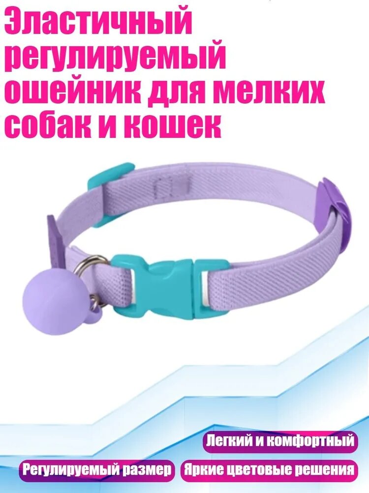 Эластичный регулируемый ошейник для мелких собак и кошек, Фиолетовый