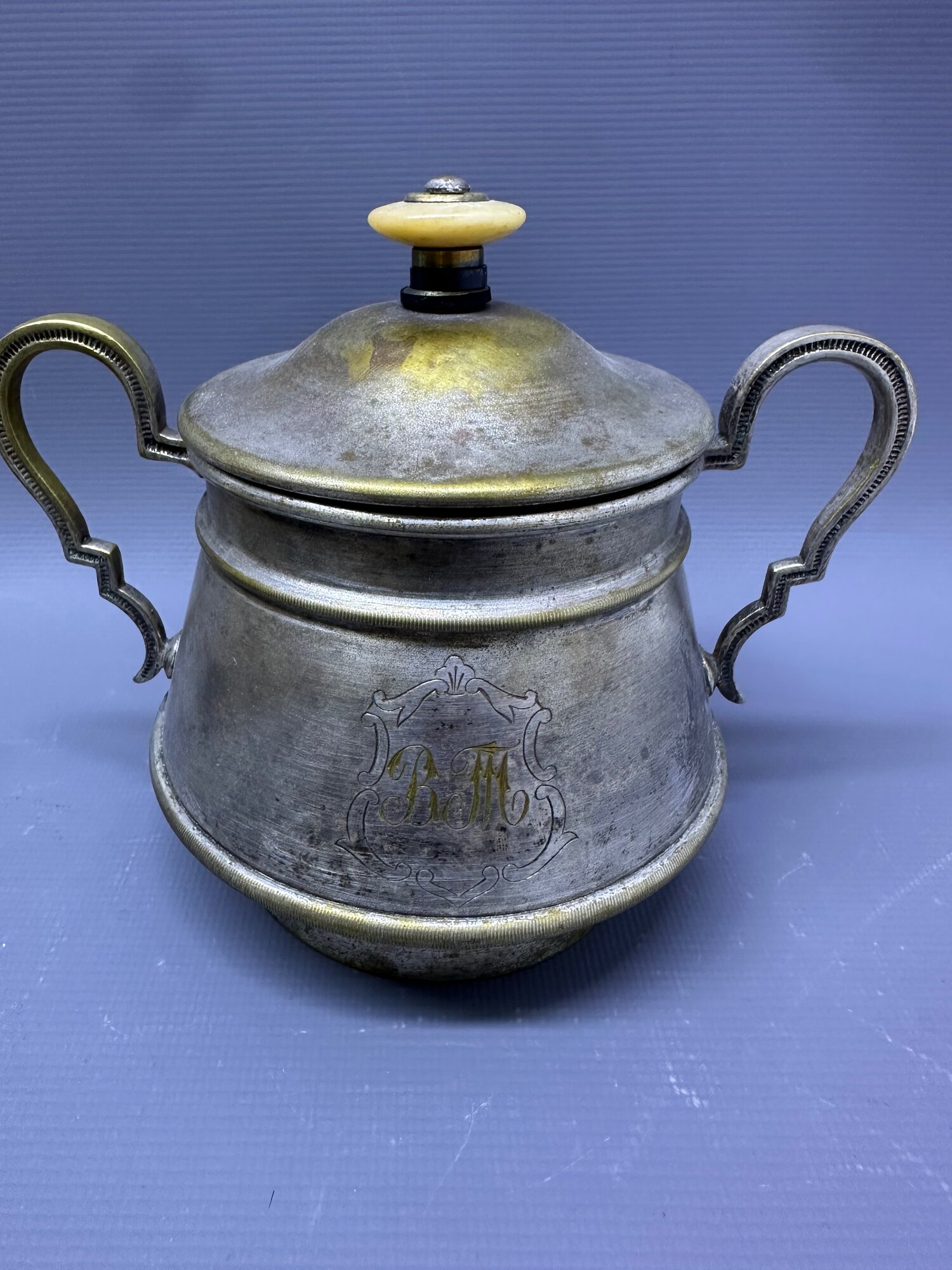 Сахарница в стиле русский модерн, Варшава, фраже, серебрение, штихель. РИ до 1917 г Уценка!