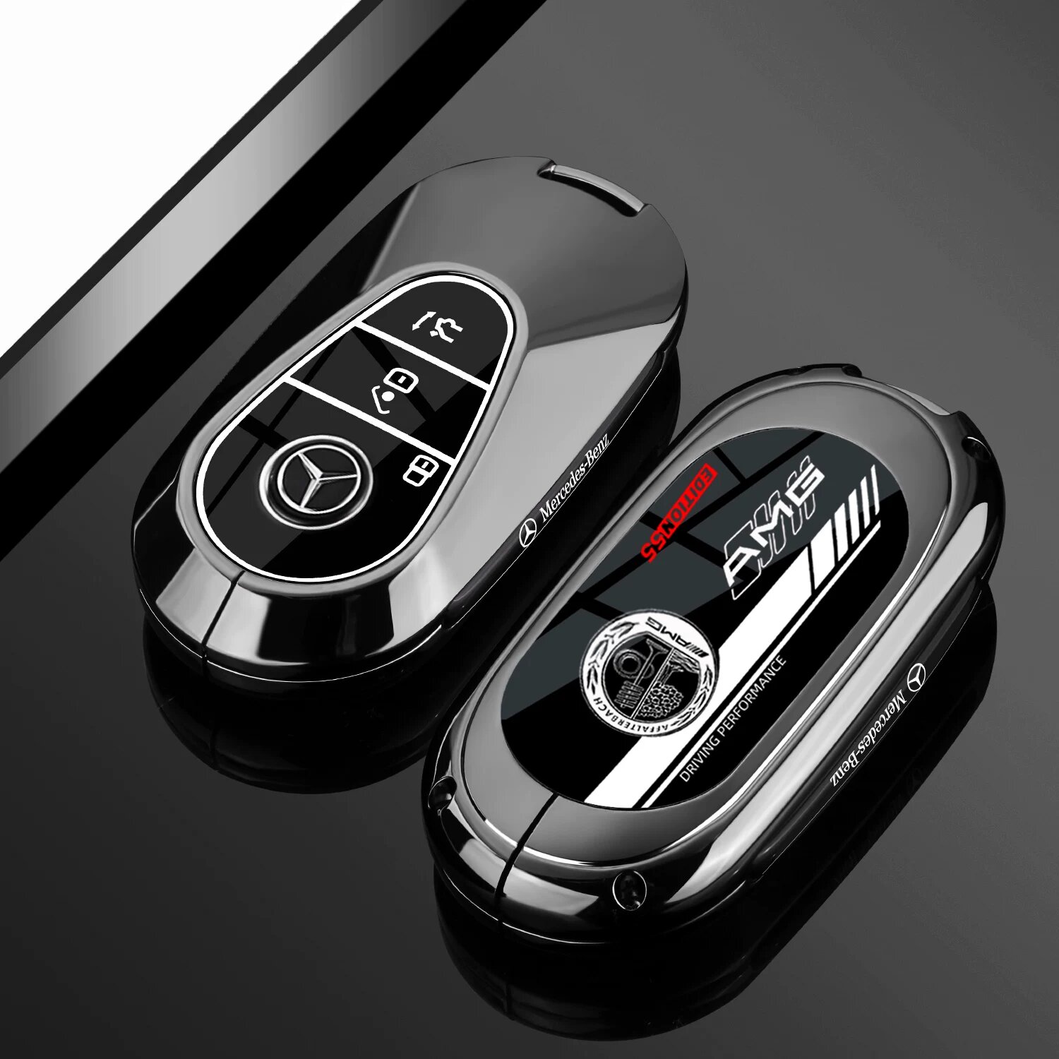 Кейс для брелока Mercedes AMG, золотисто-черный цинковый сплав, одинарная оболочка без крепления, подходит для AMG35L