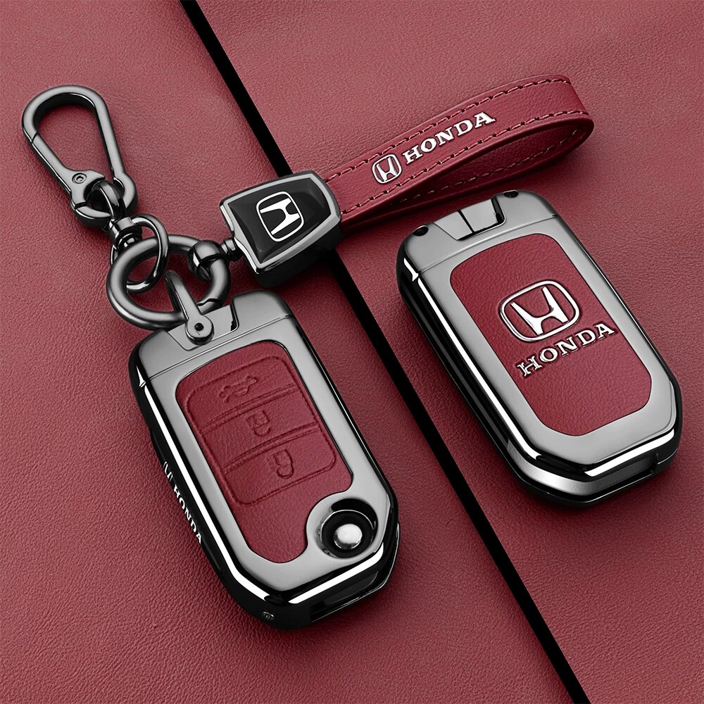 Ключевая цепочка Honda 3-кнопочная с шнуром и крючком в вулканическом красном