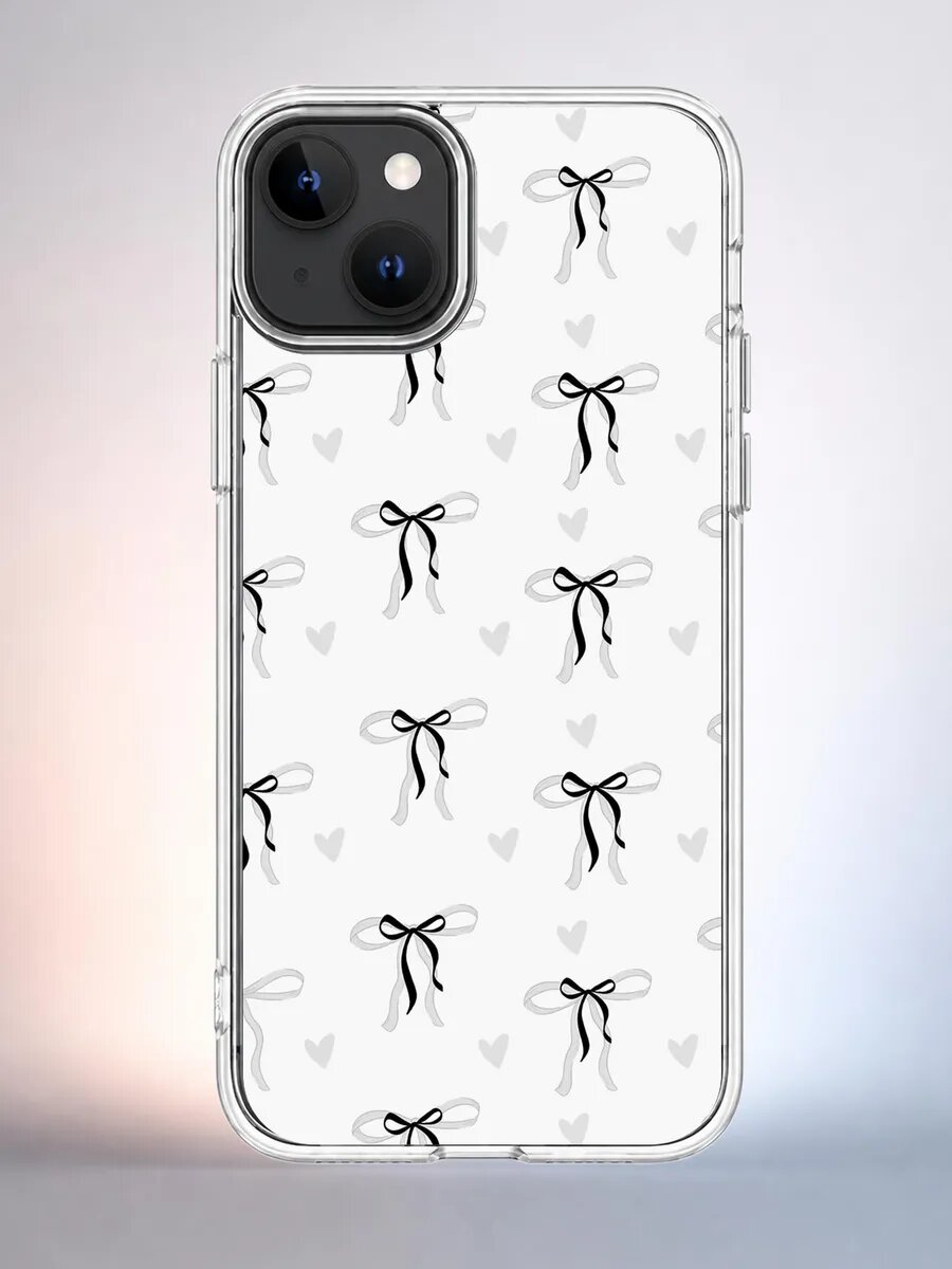 Чехол iPhone 14 бантики силиконовый прозрачный