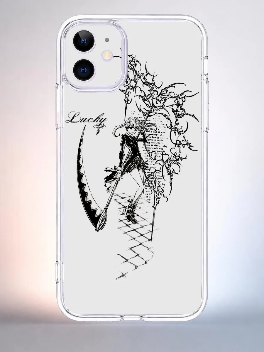Чехол iPhone 11 Аниме с косой силиконовый прозрачный