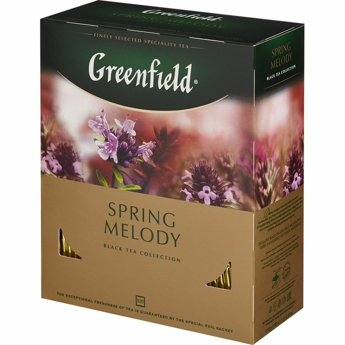 Чай Greenfield Spring Melody, черный, 100 пакетиков (1065-09 Т), 9 уп.