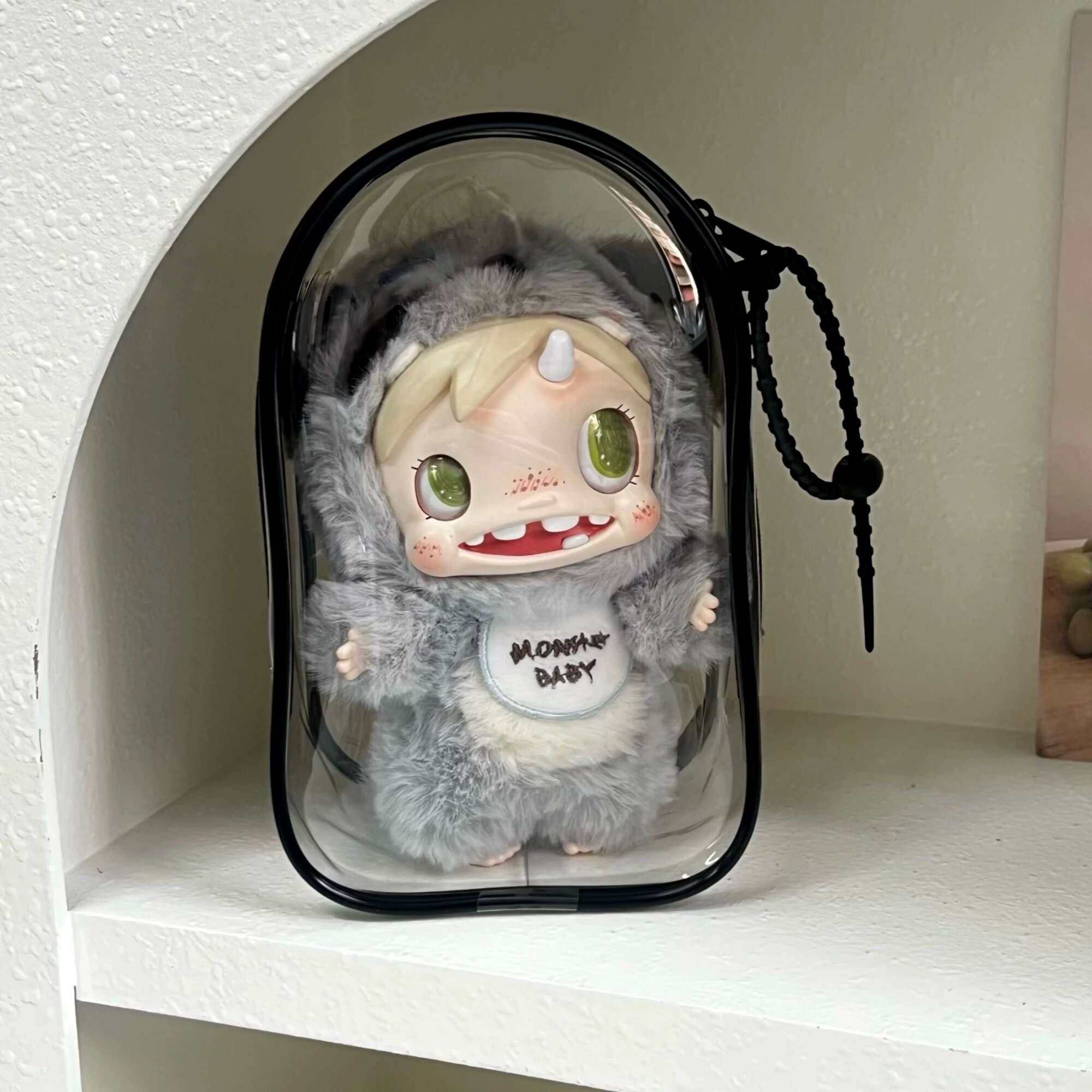Черная сумка из толстого хлопка с цепочкой для куклы POLAR-Monster, с силиконовой лентой и помпоном, без куклы