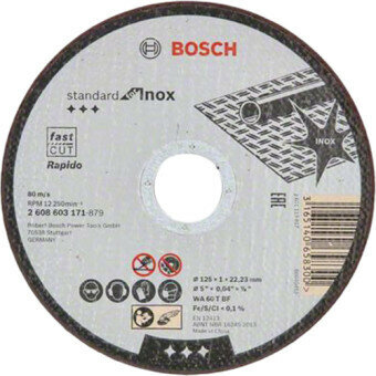 Диск отрезной по нержавеющей стали Standard 125x1х22.2 мм Bosch 2608603171