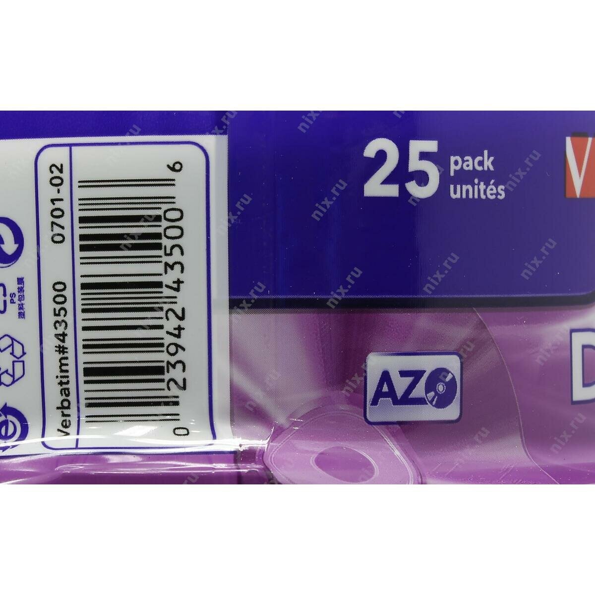 DVD+R Disc Verbatim 4.7Gb 16x уп. 25 шт на шпинделе 43500 — фото 1