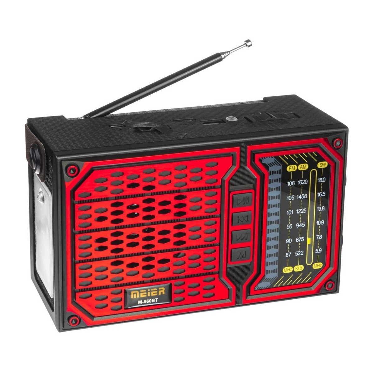Радиоприемник с MP3 плеером, Bluetooth+фонарь DSP radio M-560BT (красный)