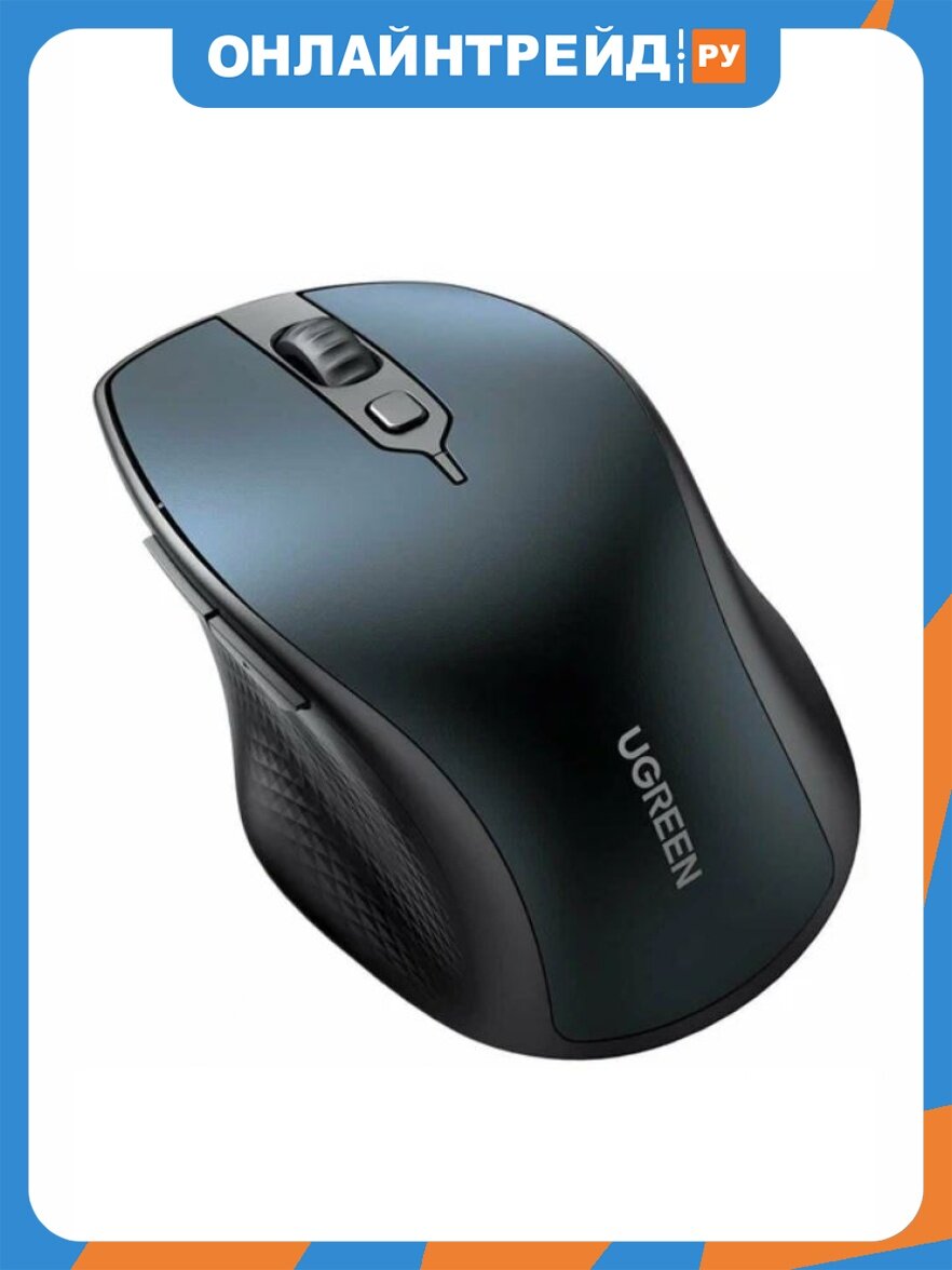 Мышь беспроводная Ugreen MU101 (15807) Ergonomic Contoured-Shape Design Wireless, 2.4 GHz&BT, синий