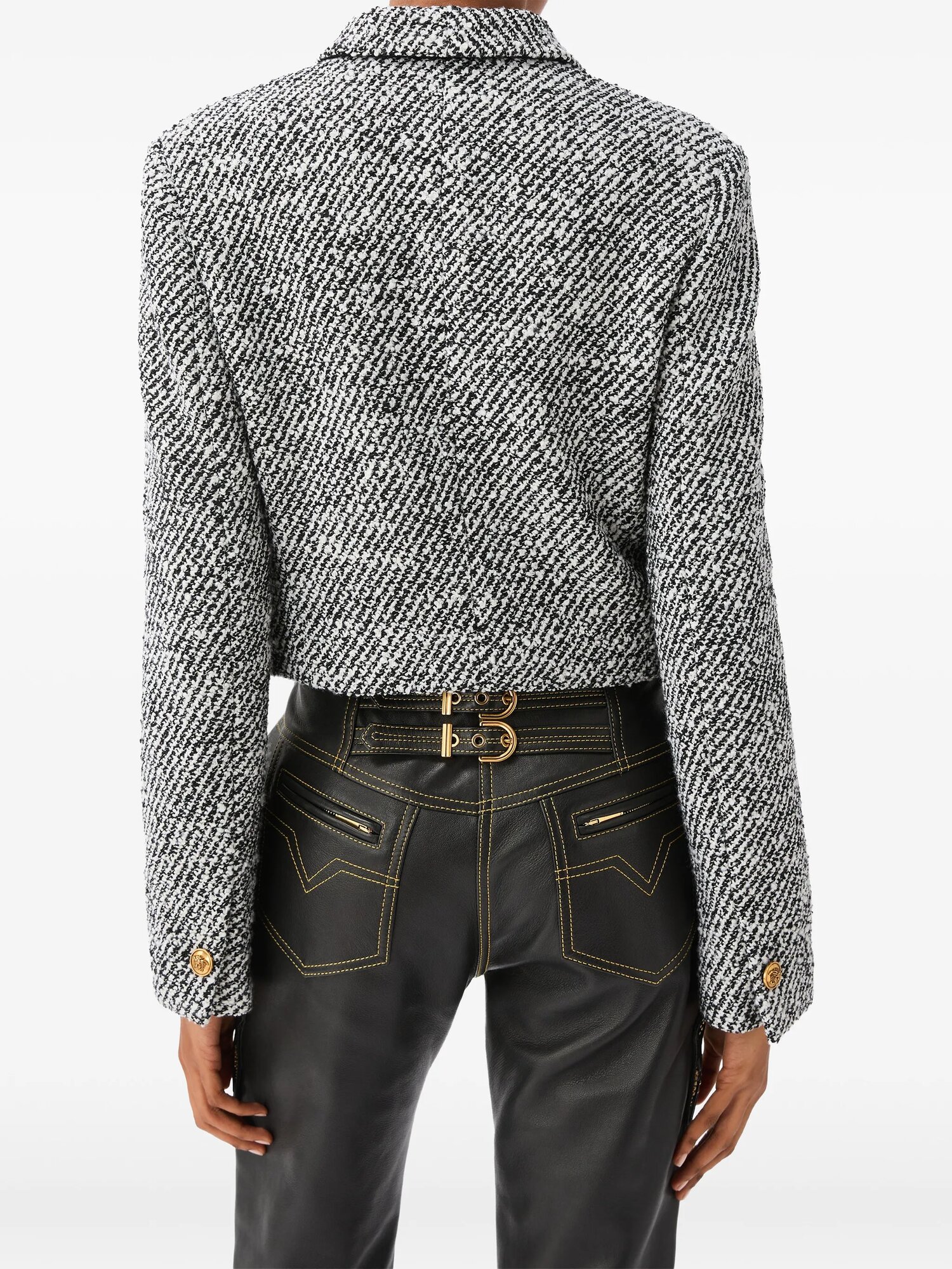 Куртка Versace Cropped wool bouclé blouson, размер 40, черный — фото 1