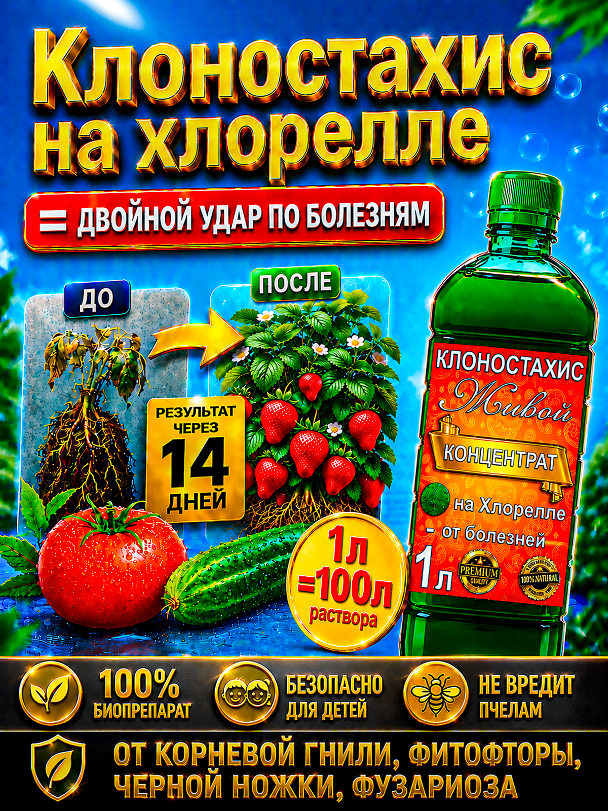 Клоностахис, живой концентрат на Хлорелле (гриб Clonostachys rosea), 1 литр